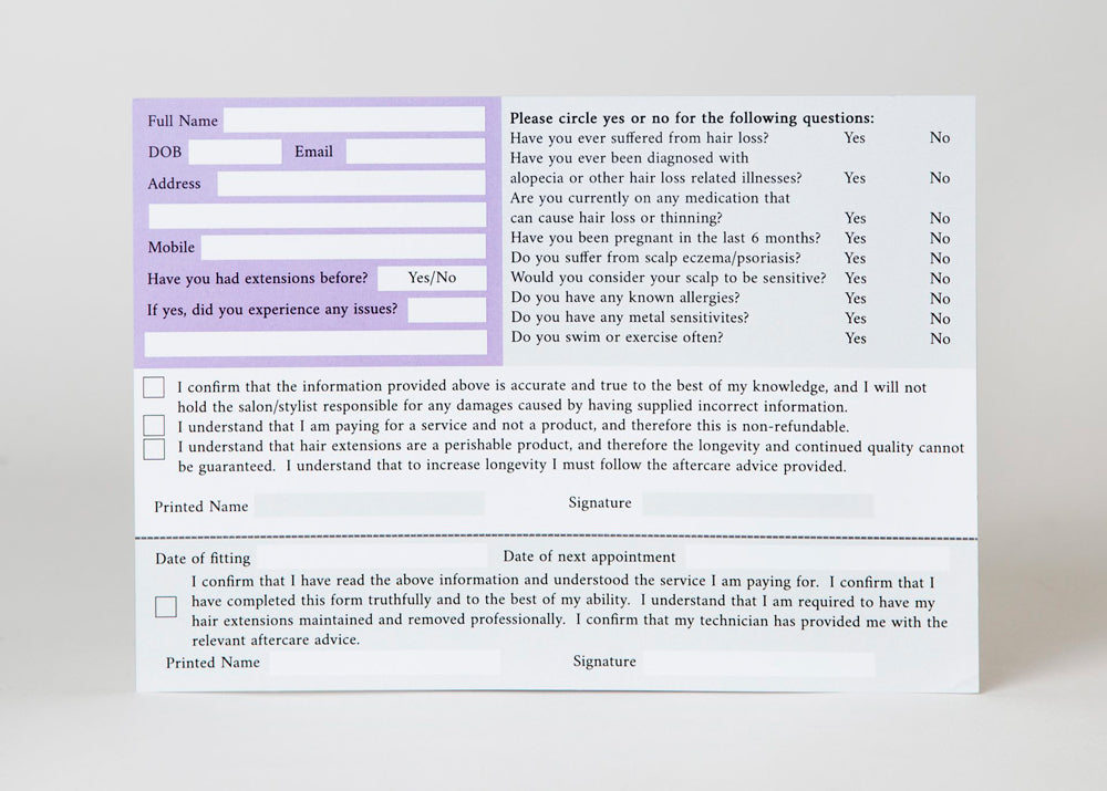 Hair Extension Consultation Forms | SimplyHair