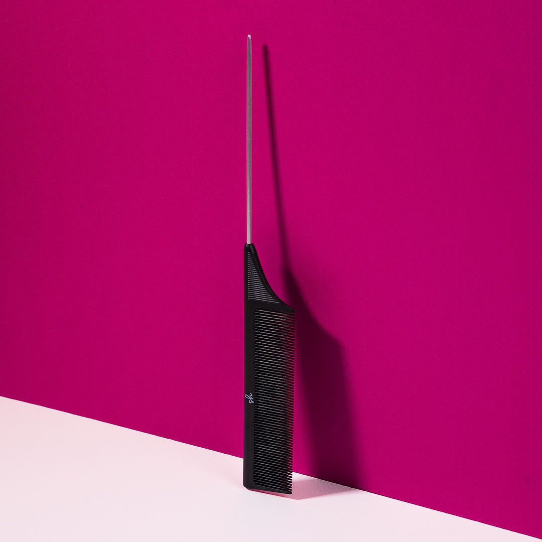 Black Metal Pin Tail Comb | Professional Grade | SimplyHair